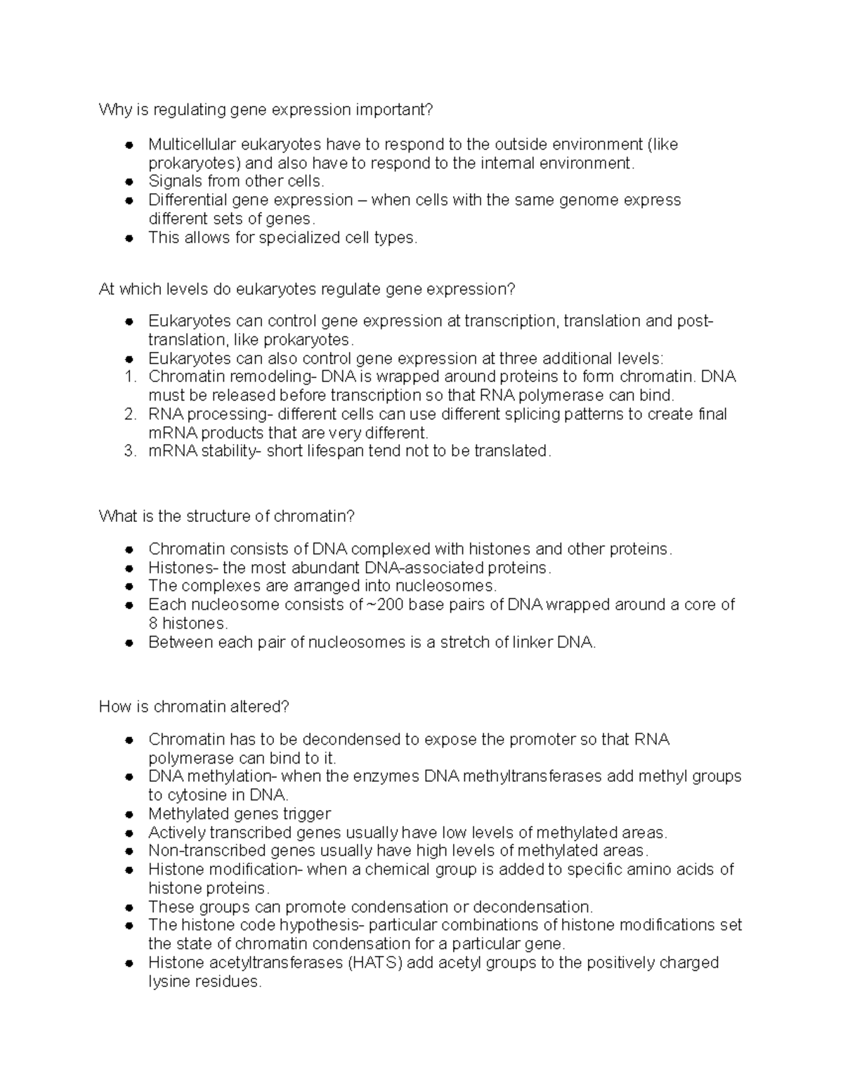 Eukaryotic control of gene expression - Why is regulating gene ...