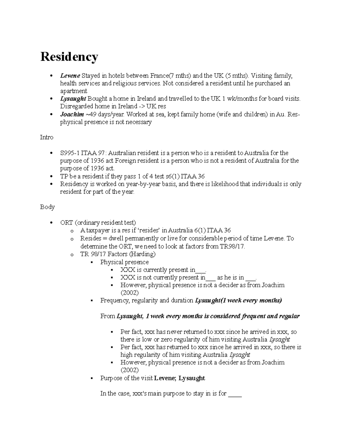 Residency notes 2021 - Residency Levene Stayed in hotels between France ...