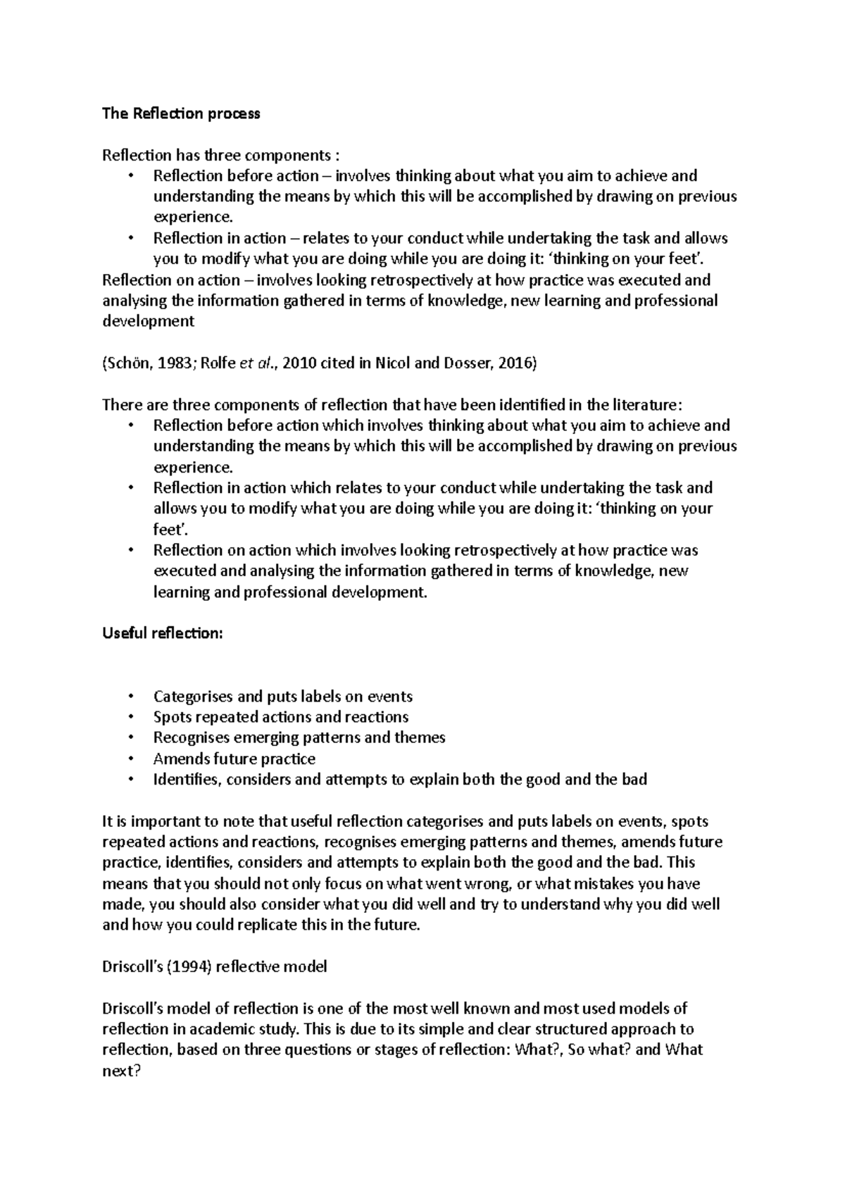 The Reflection process - The Reflection process Reflection has three ...