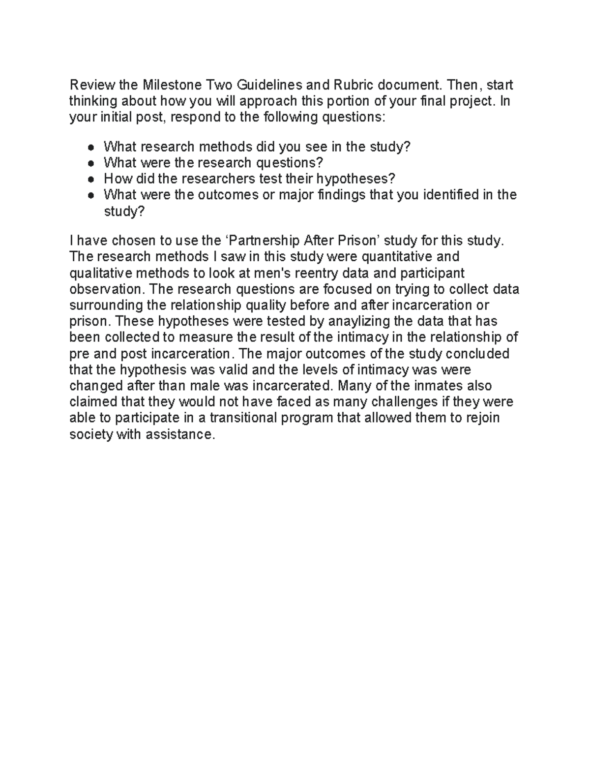 MAT 113 Dis 4 - Discussion Post - Review the Milestone Two Guidelines ...