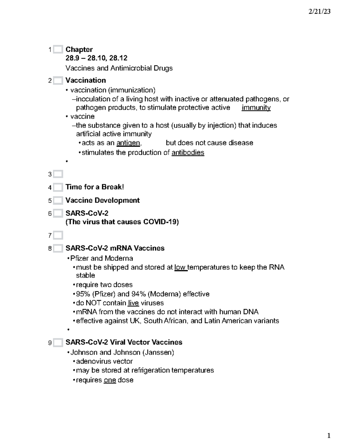 Microbiology notes Vaccines and Antimicrobial Drugs - 2/21/ 1 Chapter ...