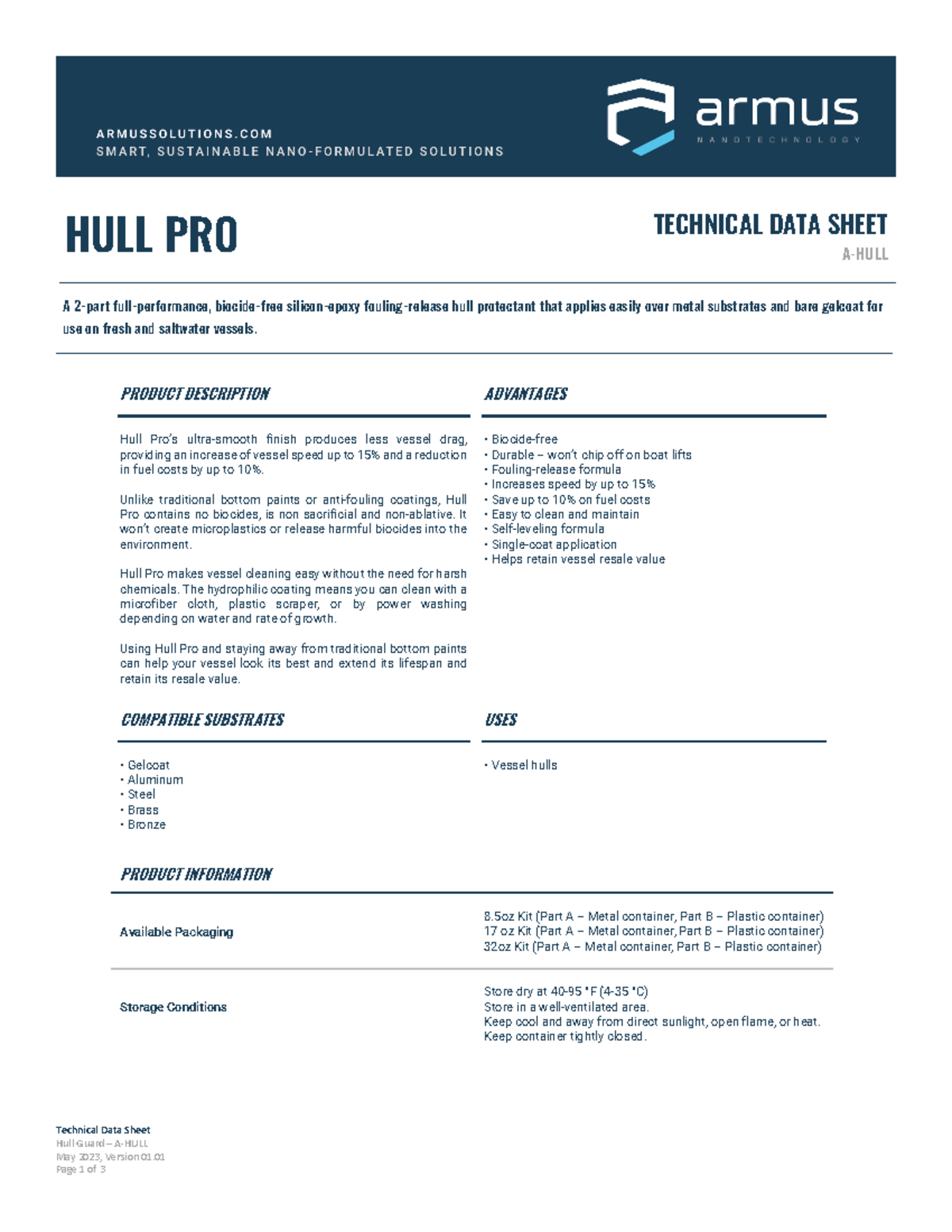 Armus-Hull Pro - TDS - 07122023 - Technical Data Sheet Hull Guard – A-HULL May 2023, Version 01 ...