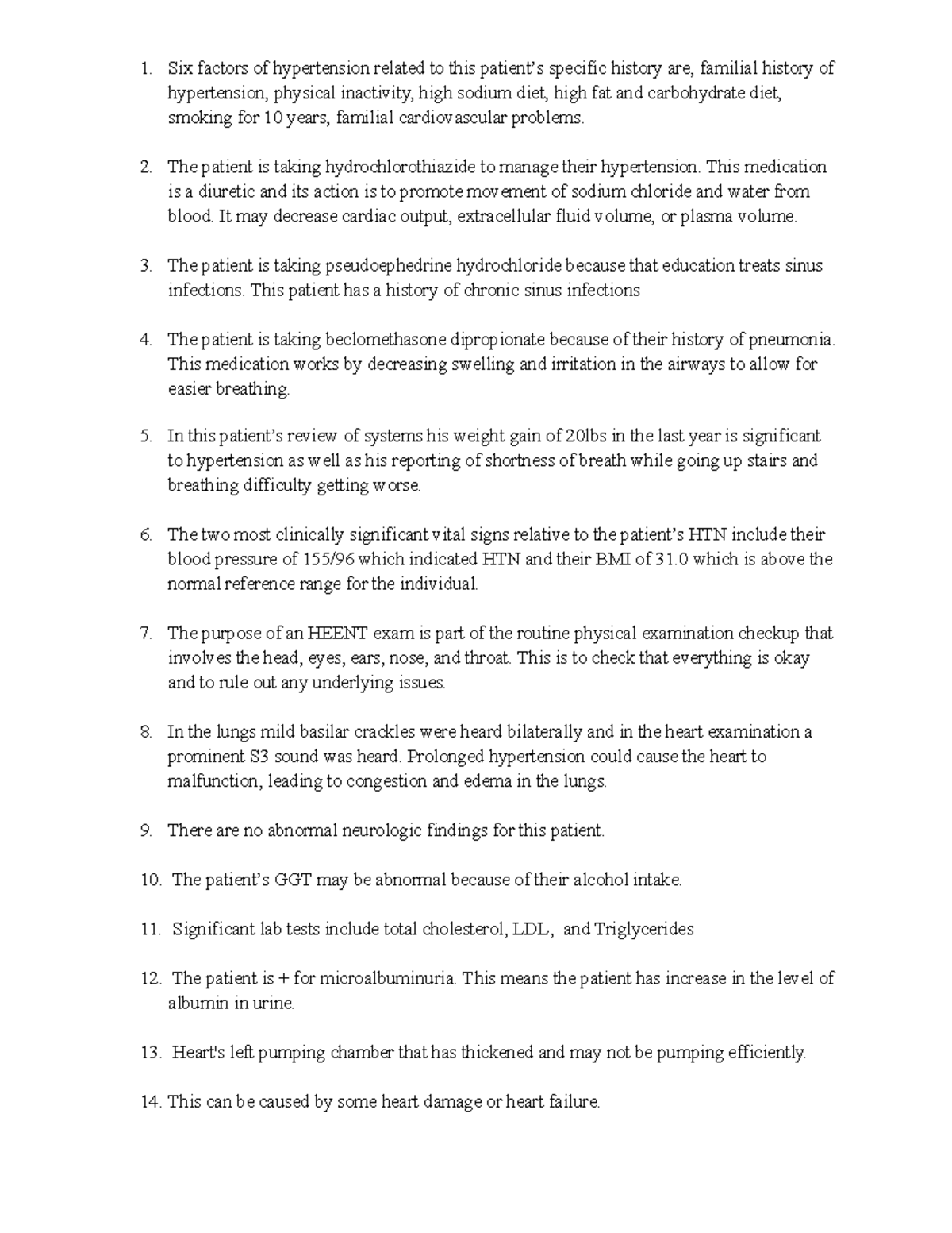 Hypertension Case Study 12 2 - Six factors of hypertension related to ...