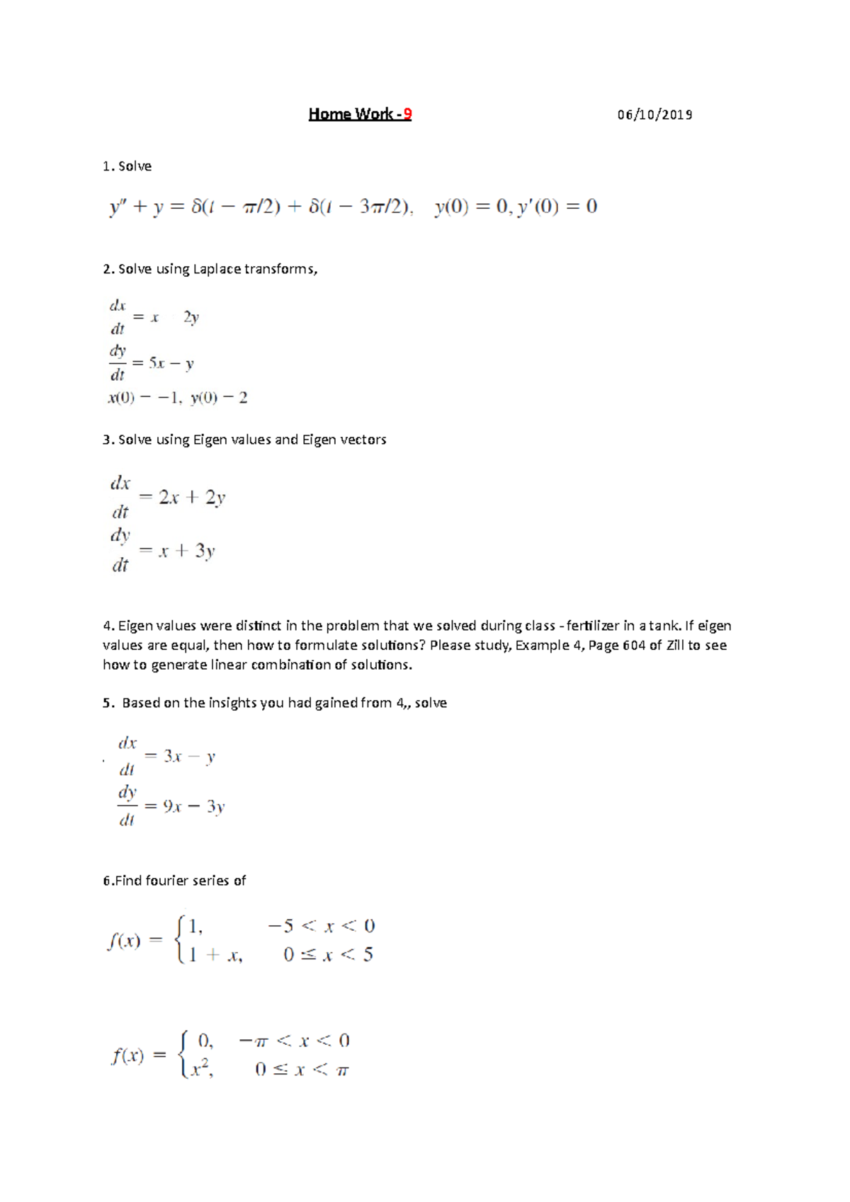 Advanced Engineering mathematics Homework 9 - ADVANCED ENGINEERING ...