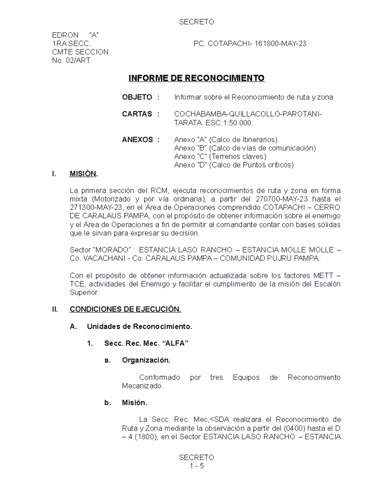 04 Informe DE Reconocimiento EMI 2023 - EDRON “A” 1RA SECC. PC. COTAPACHI- 161800-MAY- CMTE ...