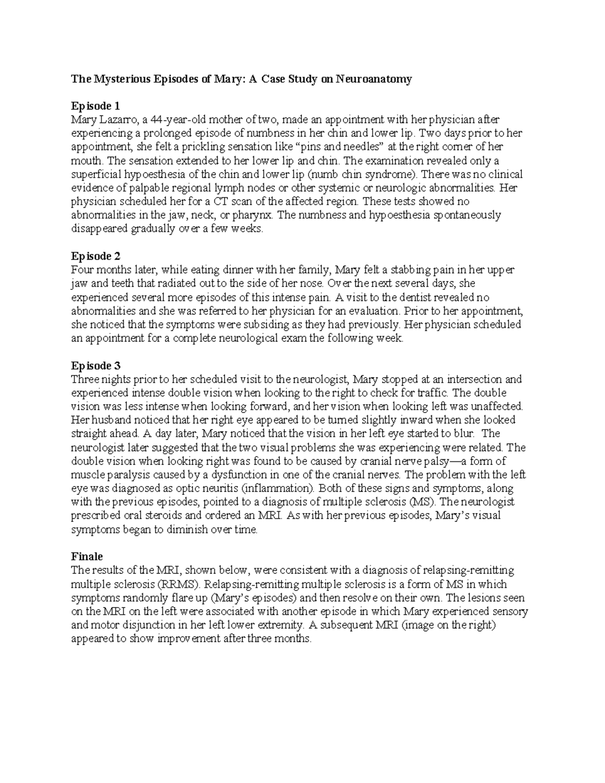 Case study 4 multiple sclerosis and thyroid - The Mysterious Episodes ...