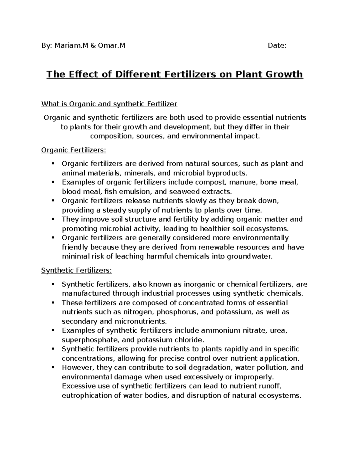 Science Fair ISU - Blueprint - By: Mariam & Omar Date: The Effect of ...