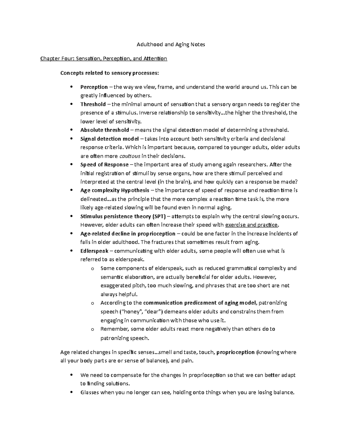 Adulthood and Aging Chapter 4 - Adulthood and Aging Notes Chapter Four ...