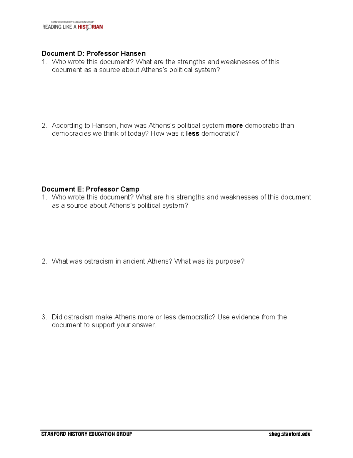 Athenian Democracy WS - STANFORD HISTORY EDUCATION GROUP sheg.stanford ...