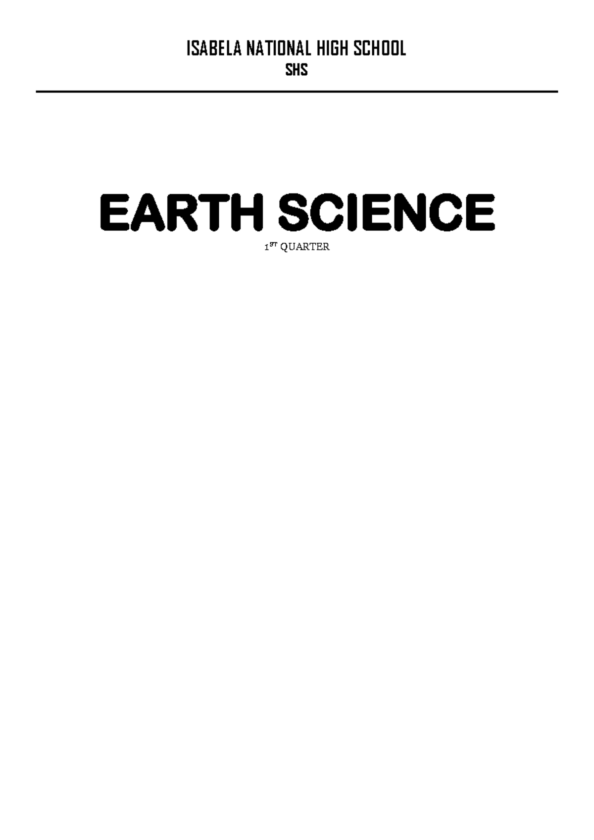 Earth Science - Notes - Reviewer - ISABELA NATIONAL HIGH SCHOOL SHS ...