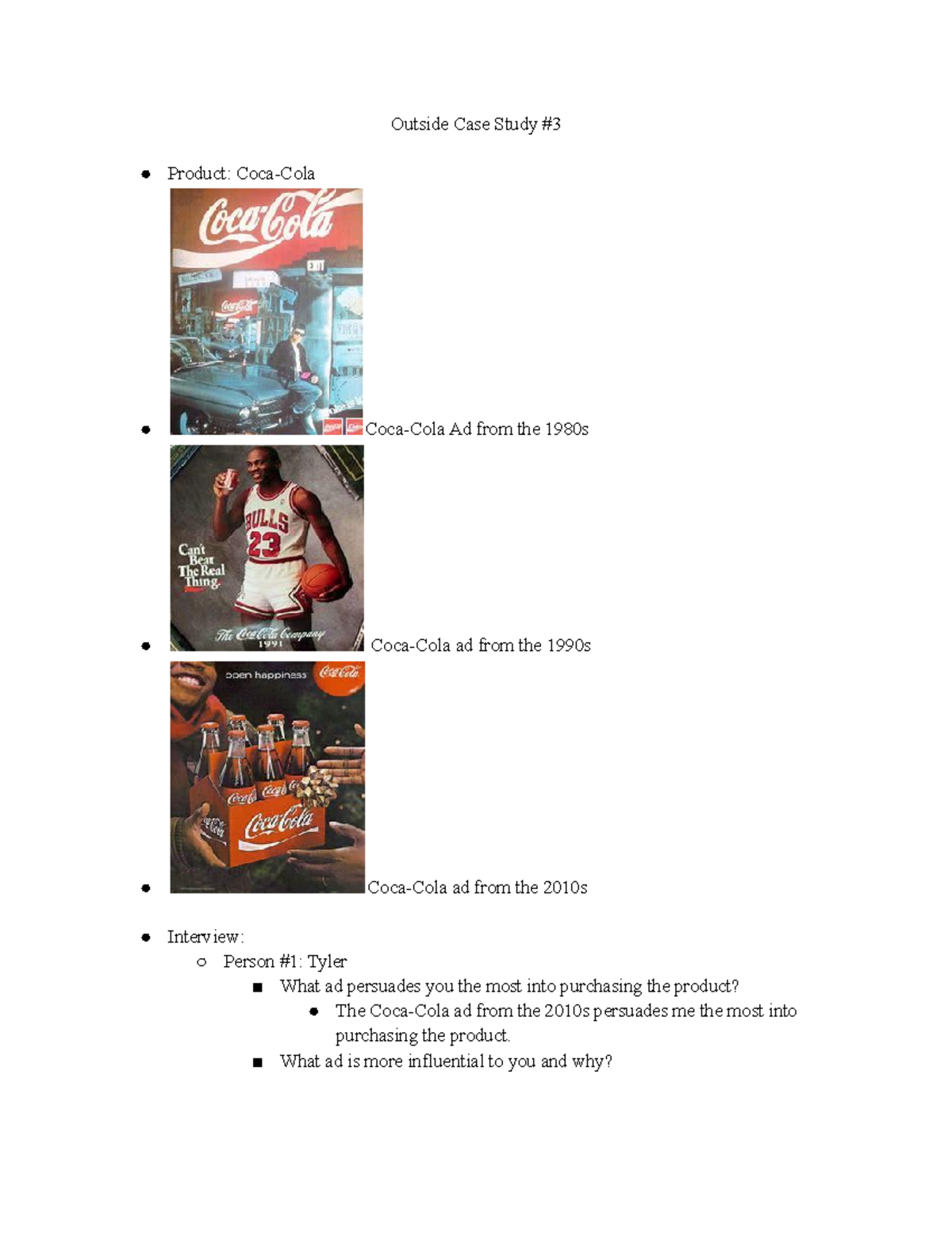 Outside Case Study #3 - ... - Outside Case Study # Product: Coca-Cola ...