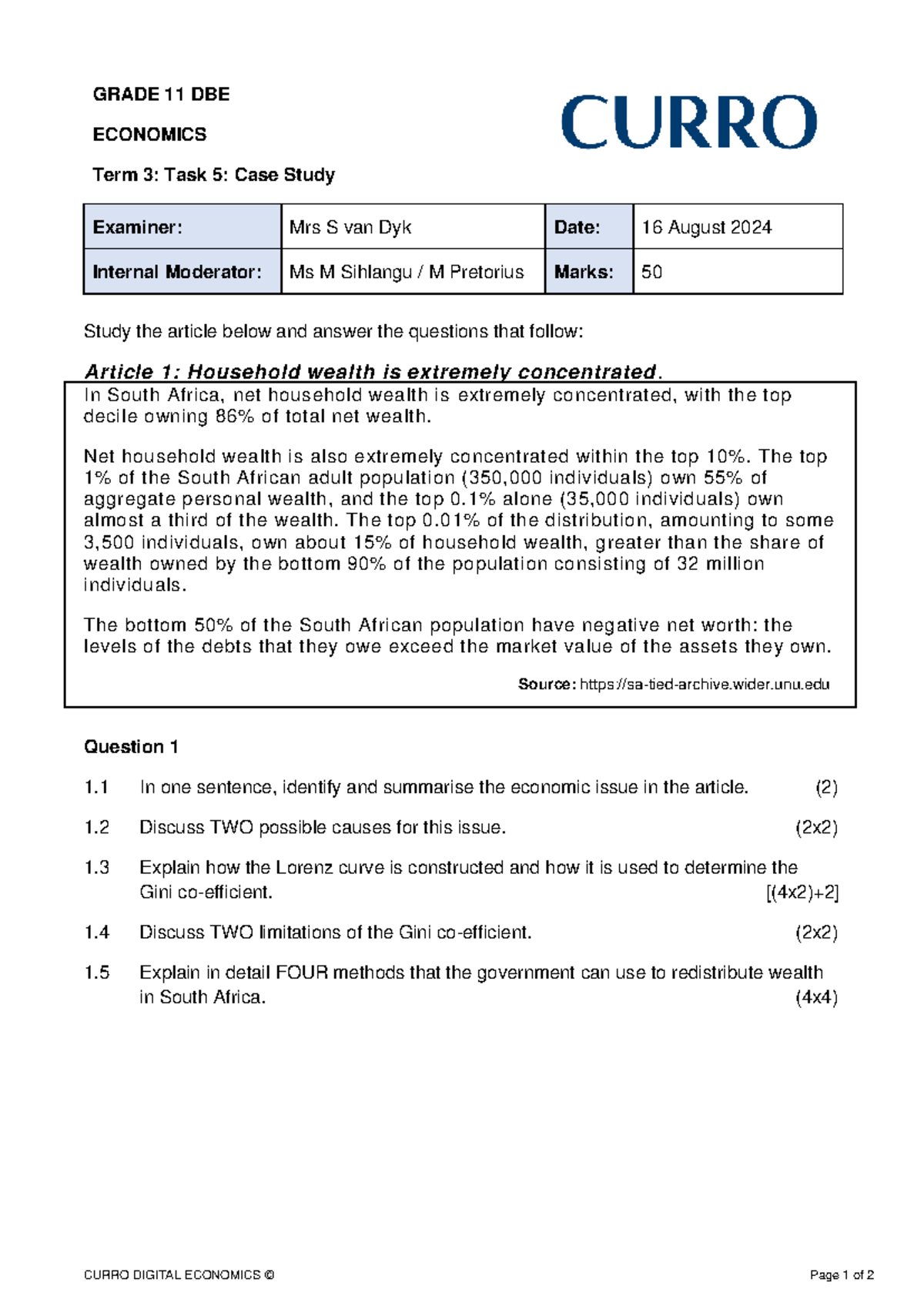 Gr11 DBE ECO Case Study 16 Aug24 - CURRO DIGITAL ECONOMICS © Page 1 of ...