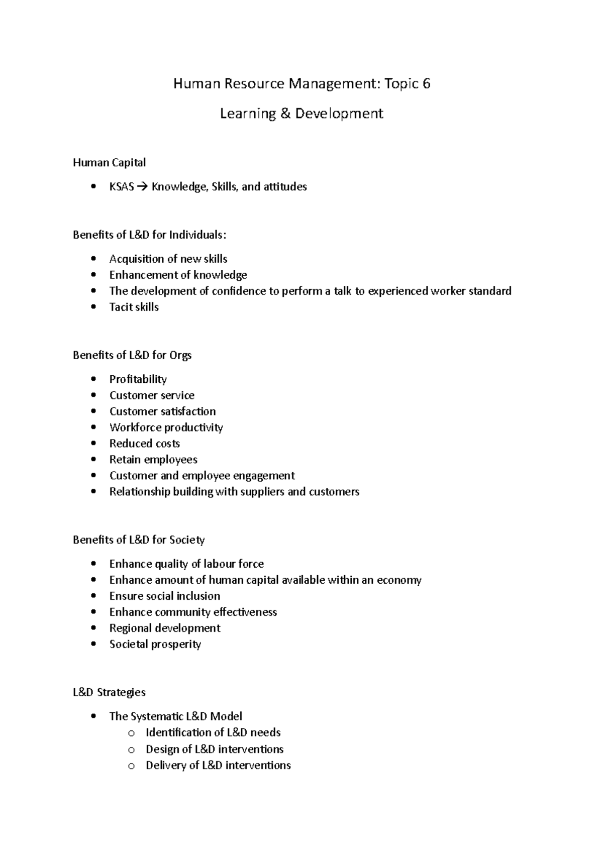 HRM Topic 6 - Lecture notes 6 - Human Resource Management: Topic 6 ...