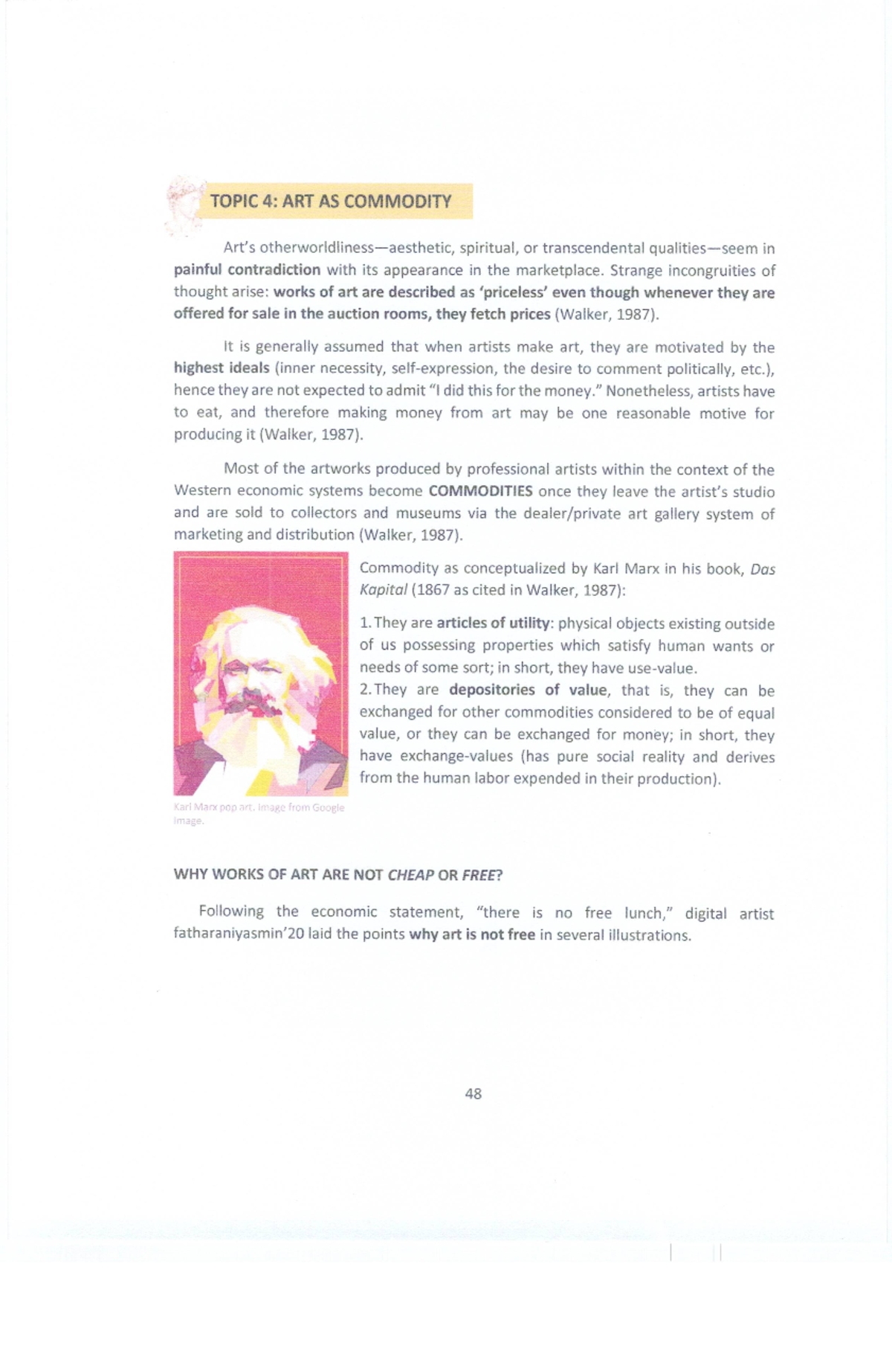 Art-as-commodity - Thanks - Bachelor of Elementary Education - Studocu