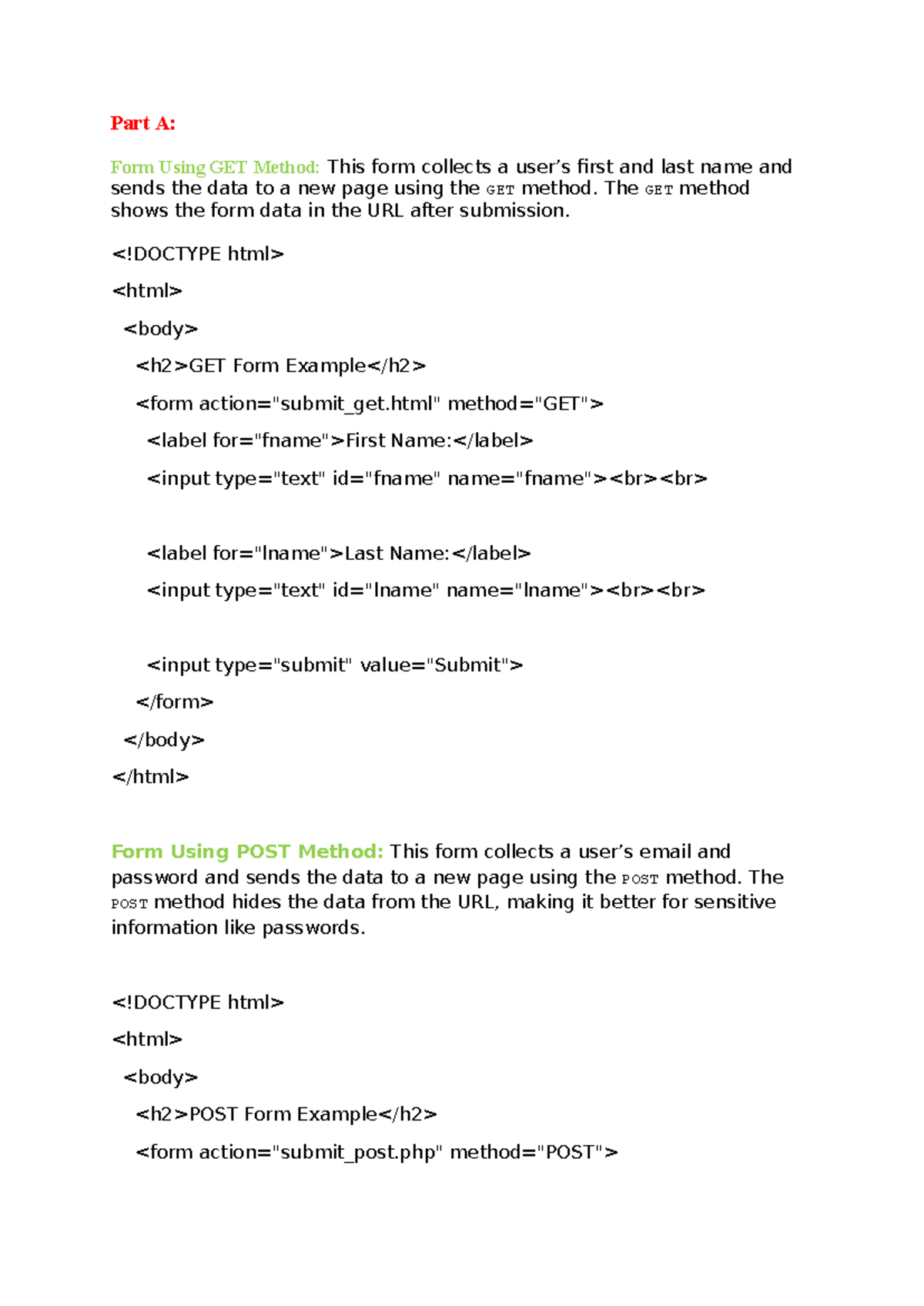 CS2205 Learning Journal Unit 3 - Part A: Form Using GET Method: This ...