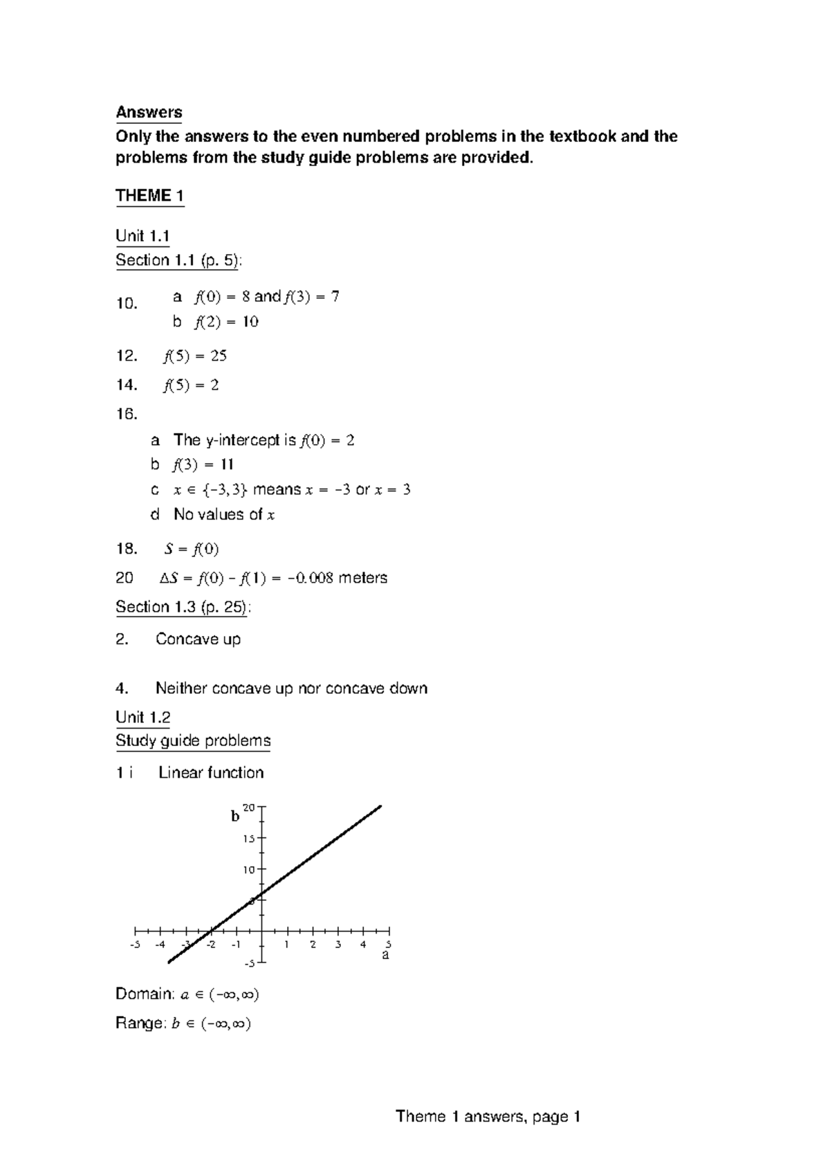 Units 1.1-1.7 Answers - Answers Only the answers to the even numbered ...