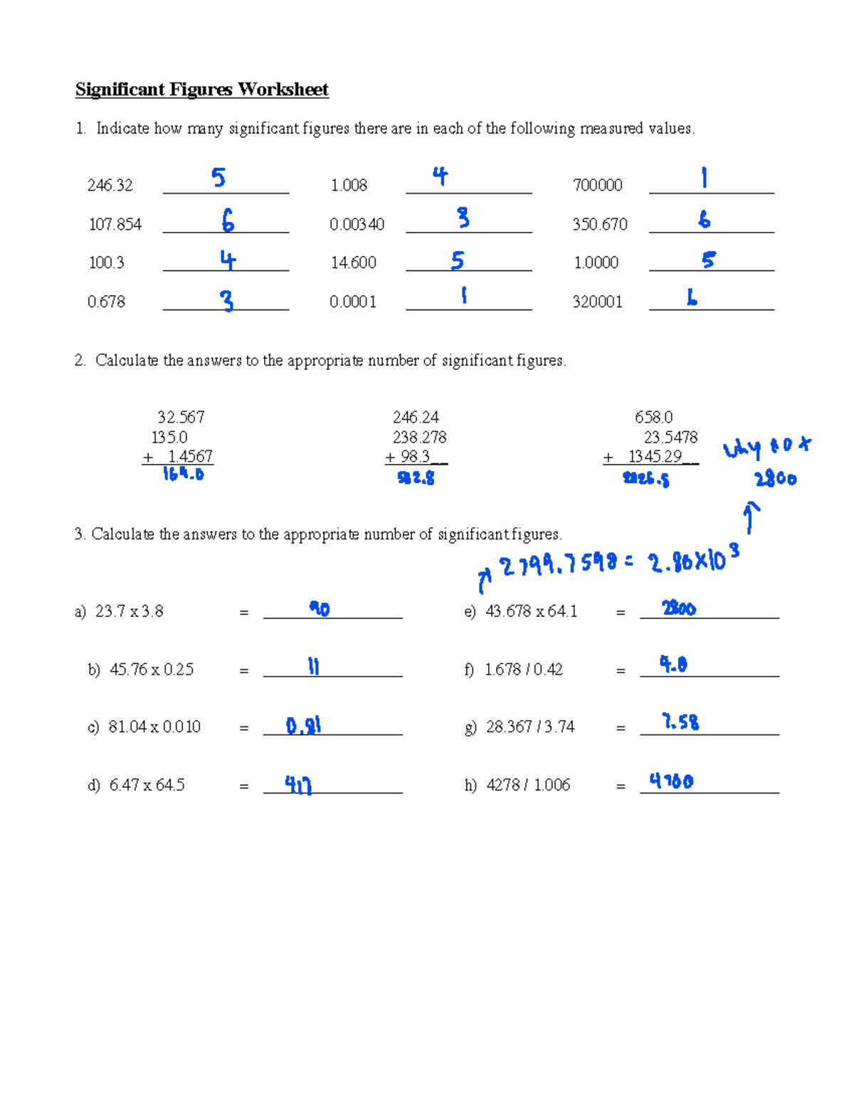 Significant figures 2 - Sig figs - Significant Figures Worksheet ...