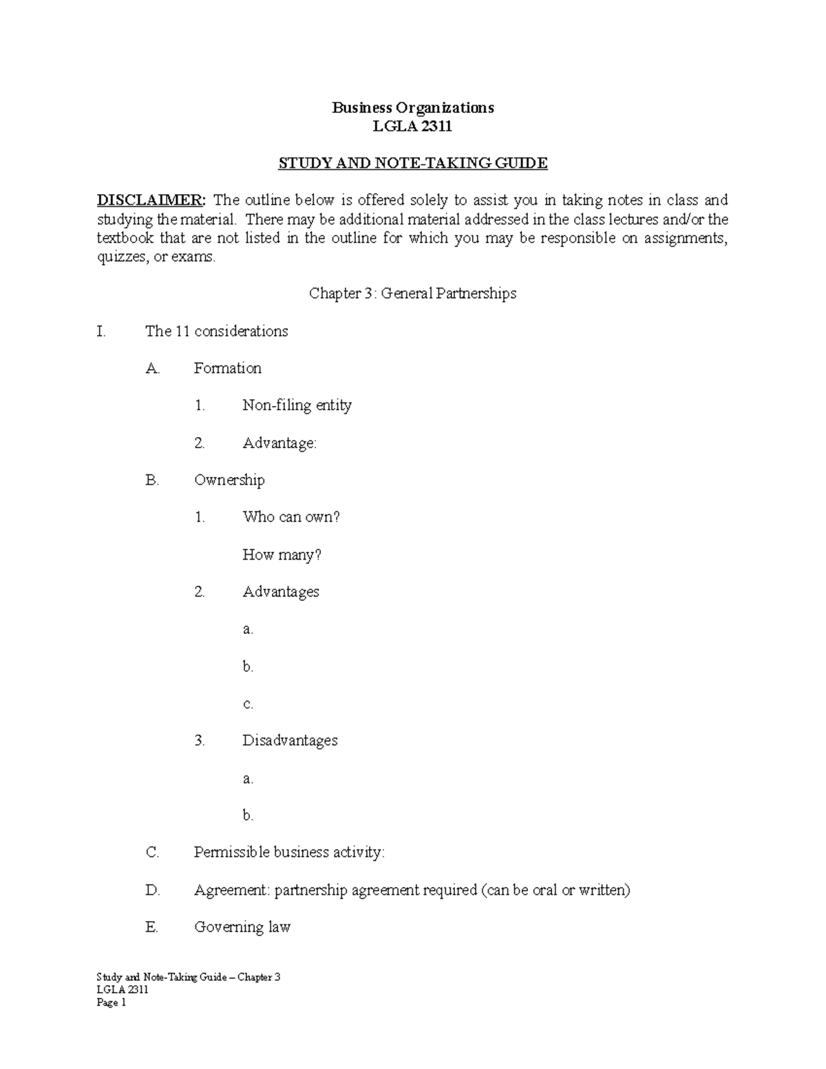 Study And Note Taking Guide Chapter 3 Business Organizations LGLA study-and-note-taking-guide-chapter-3-business-organizations-lgla