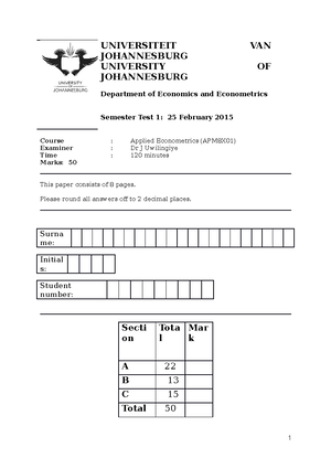 Econometrics Learner guide 2024ng Material - College of Business and ...