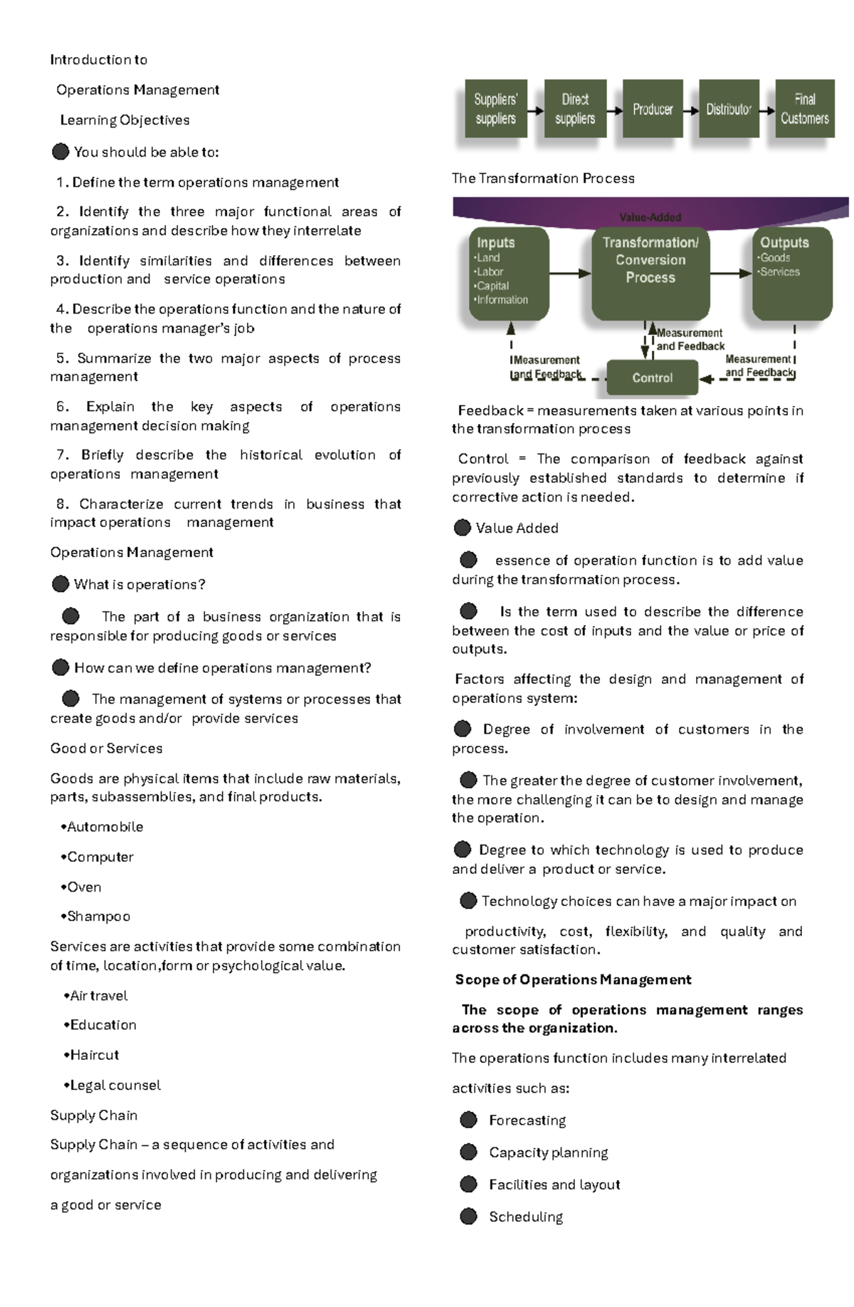 Introduction to Operations AND Management - Introduction to Operations Management Learning - Studocu