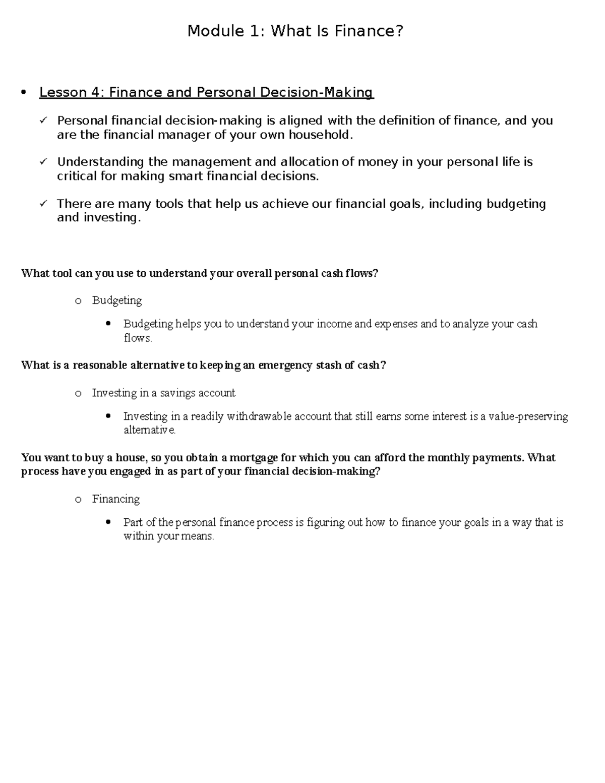 Lesson 4 Finance and Personal Decision-Making - D076 - WGU - Studocu