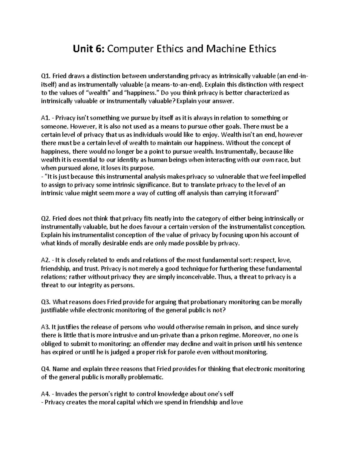 Unit 6 - Lecture Notes- Unit 6 - Unit 6: Computer Ethics and Machine ...