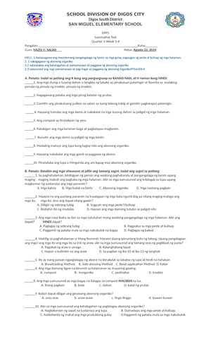 Grade 4 Activity Sheets Q1 Week 1 - MATH 4: ACTIVITY SHEET Name