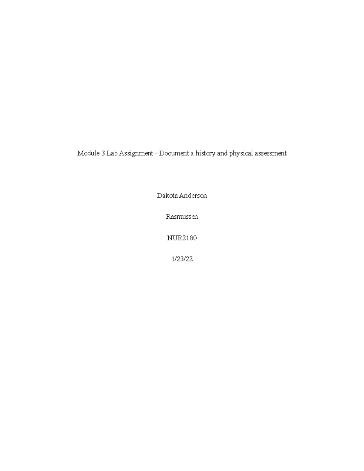 DAnderson module 3 comprehensive patient health history patient ...