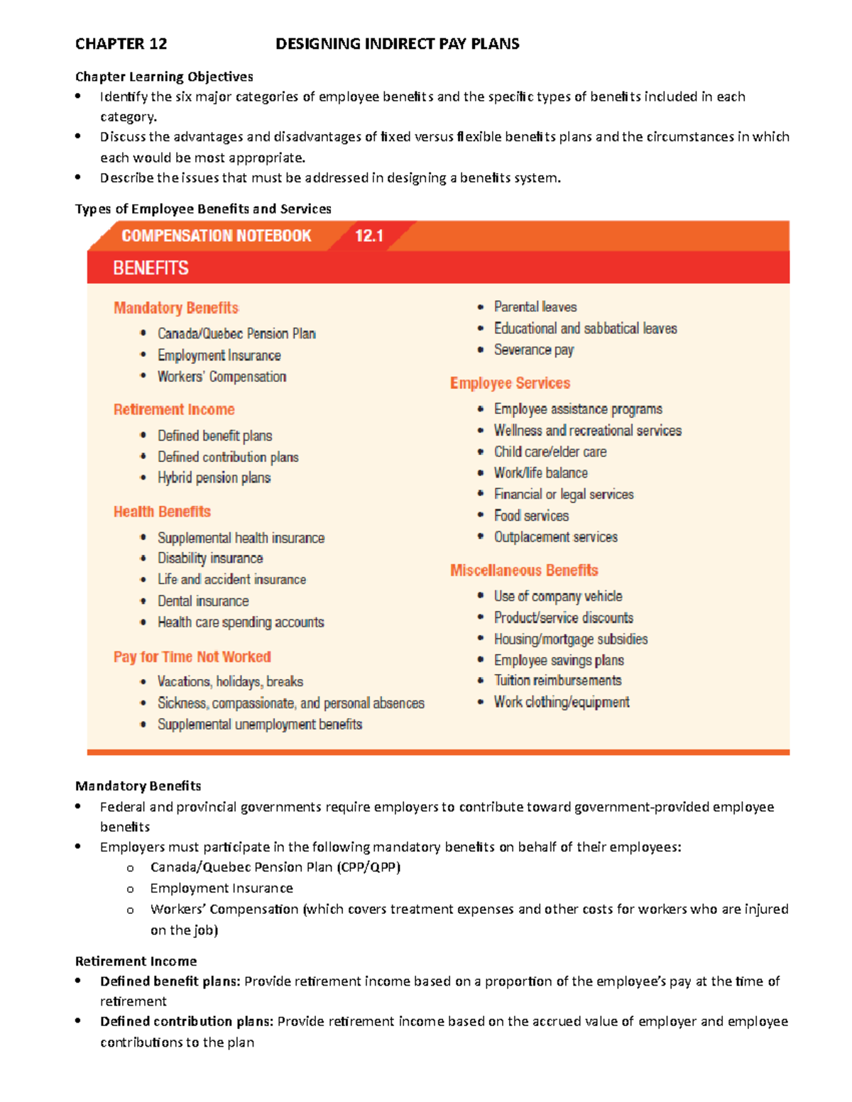 Chapter 12 Designing Indirect Pay Plans - CHAPTER 12 DESIGNING INDIRECT ...
