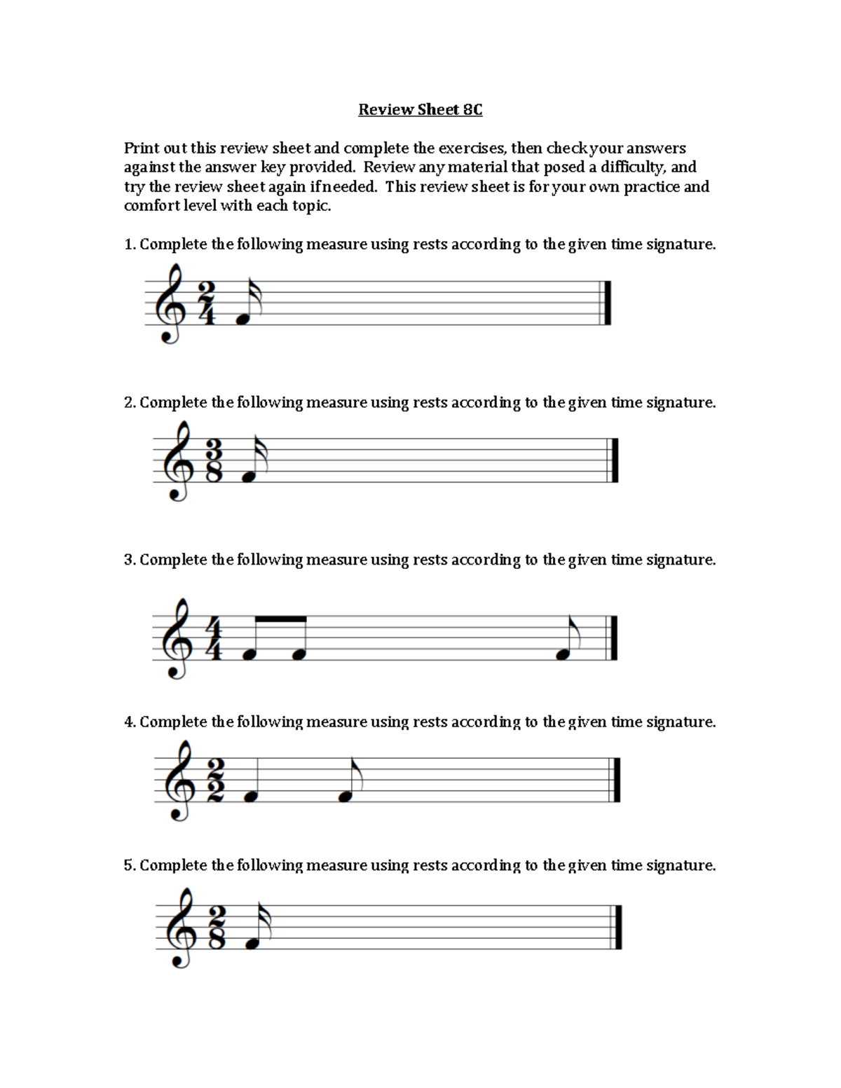 Review Sheet 8C - music - Review Sheet 8C Print out this review sheet ...