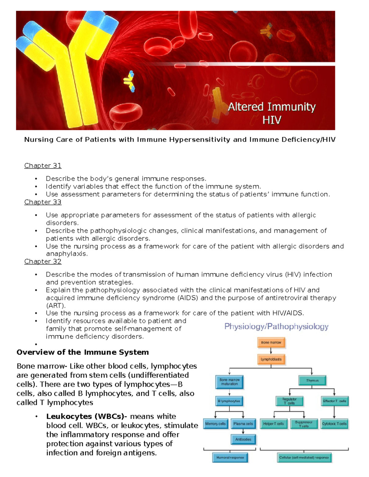 Nursing Care of Patients with Immune Hypersensitivity and Immune ...