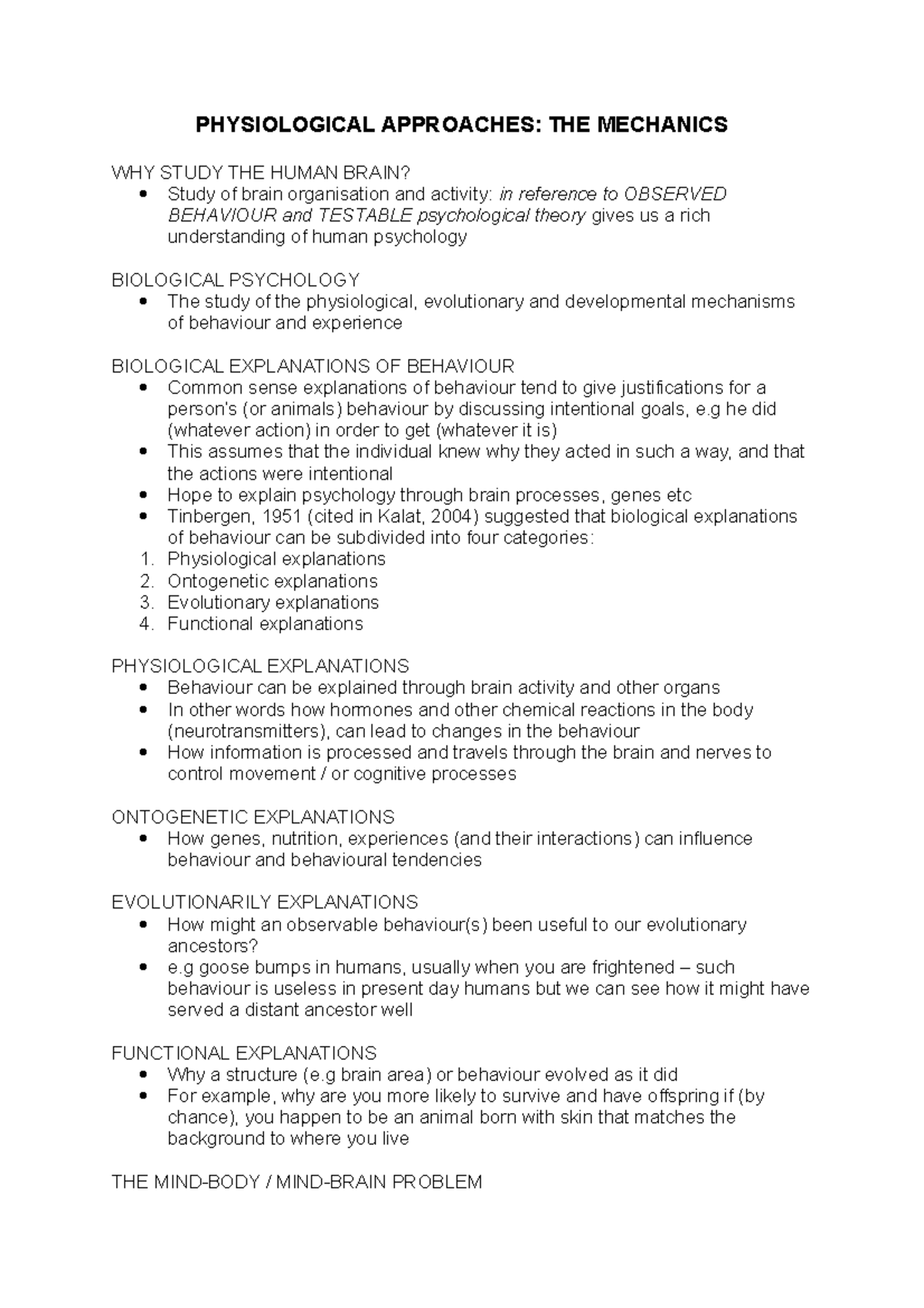 Physiological Approaches - PHYSIOLOGICAL APPROACHES: THE MECHANICS WHY ...