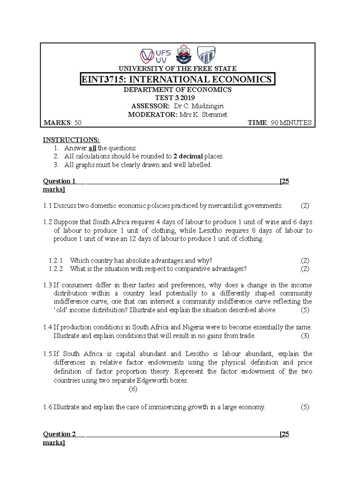 EINT3715 T3 2019 QQ fnl - EINT3715 - UFS UV - Studocu