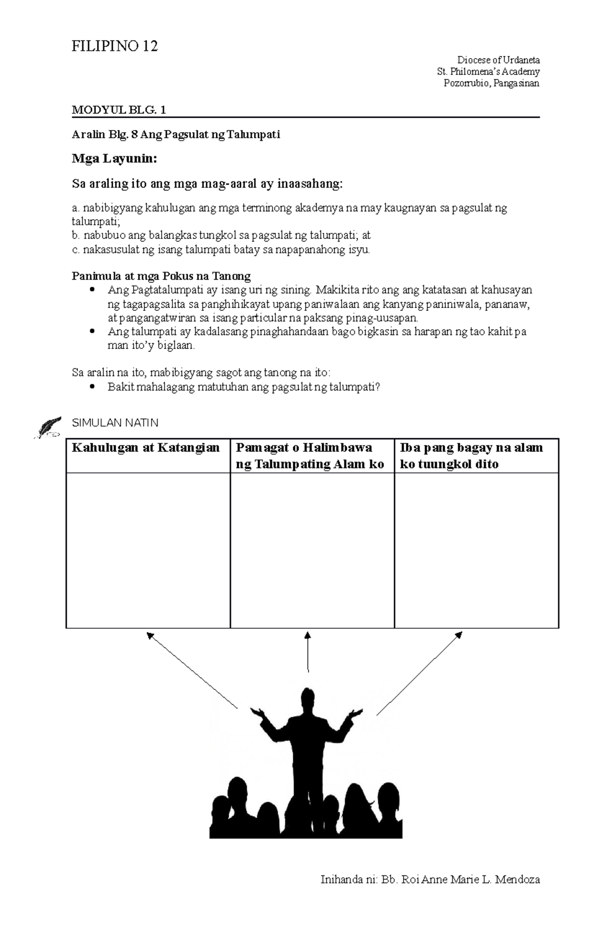 Talumpati sa Filipino - Diocese of Urdaneta St. Philomena’s Academy ...