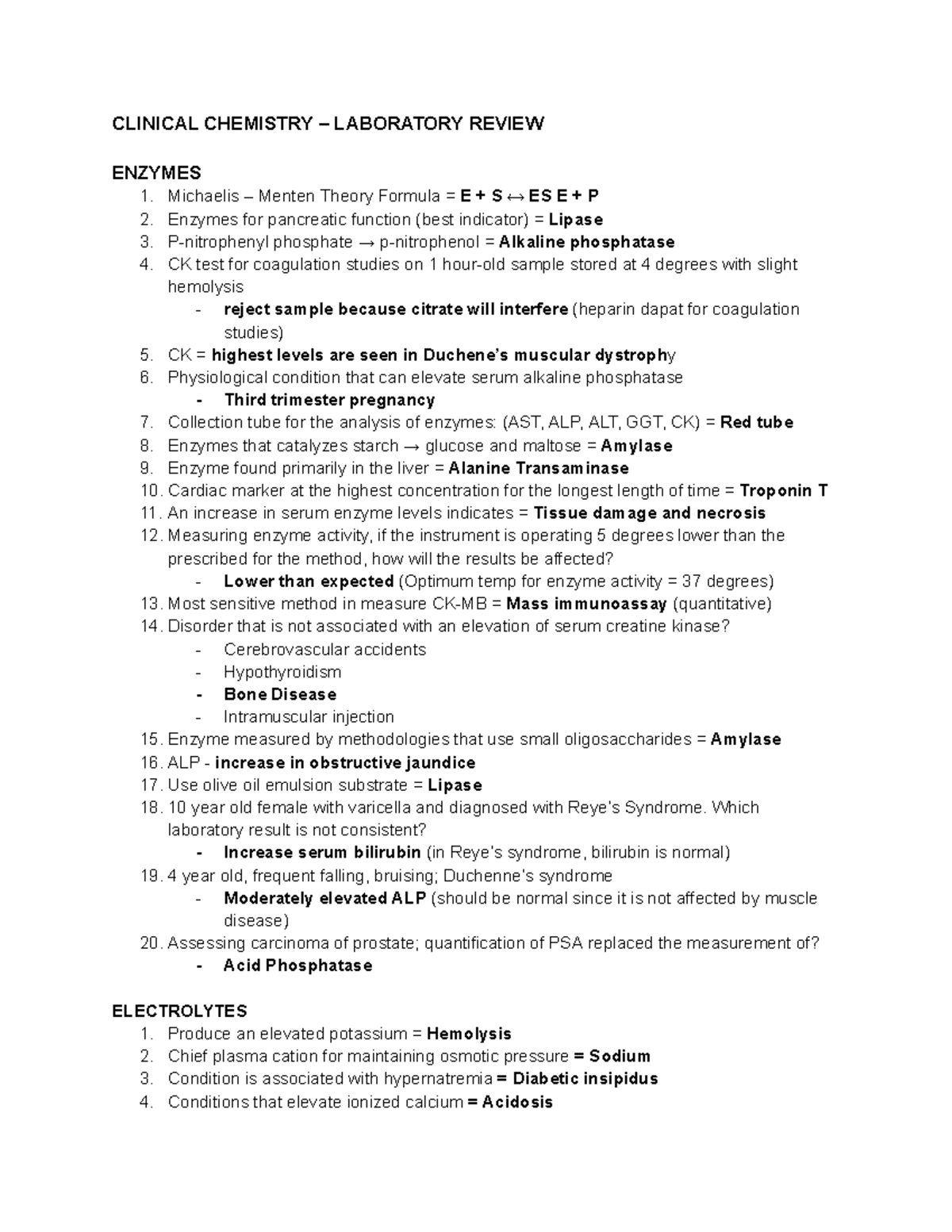 Clinical Chemistry – Laboratory Review - CLINICAL CHEMISTRY ...