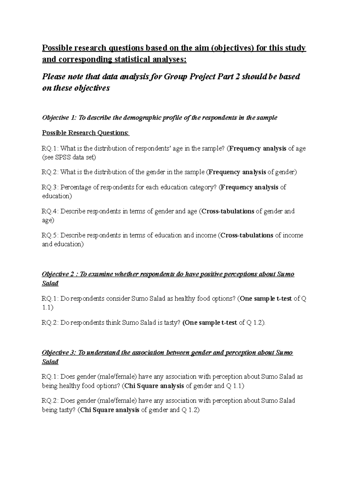Research Question Statistical Analyses 2 M Updated Ob6 - Possible ...