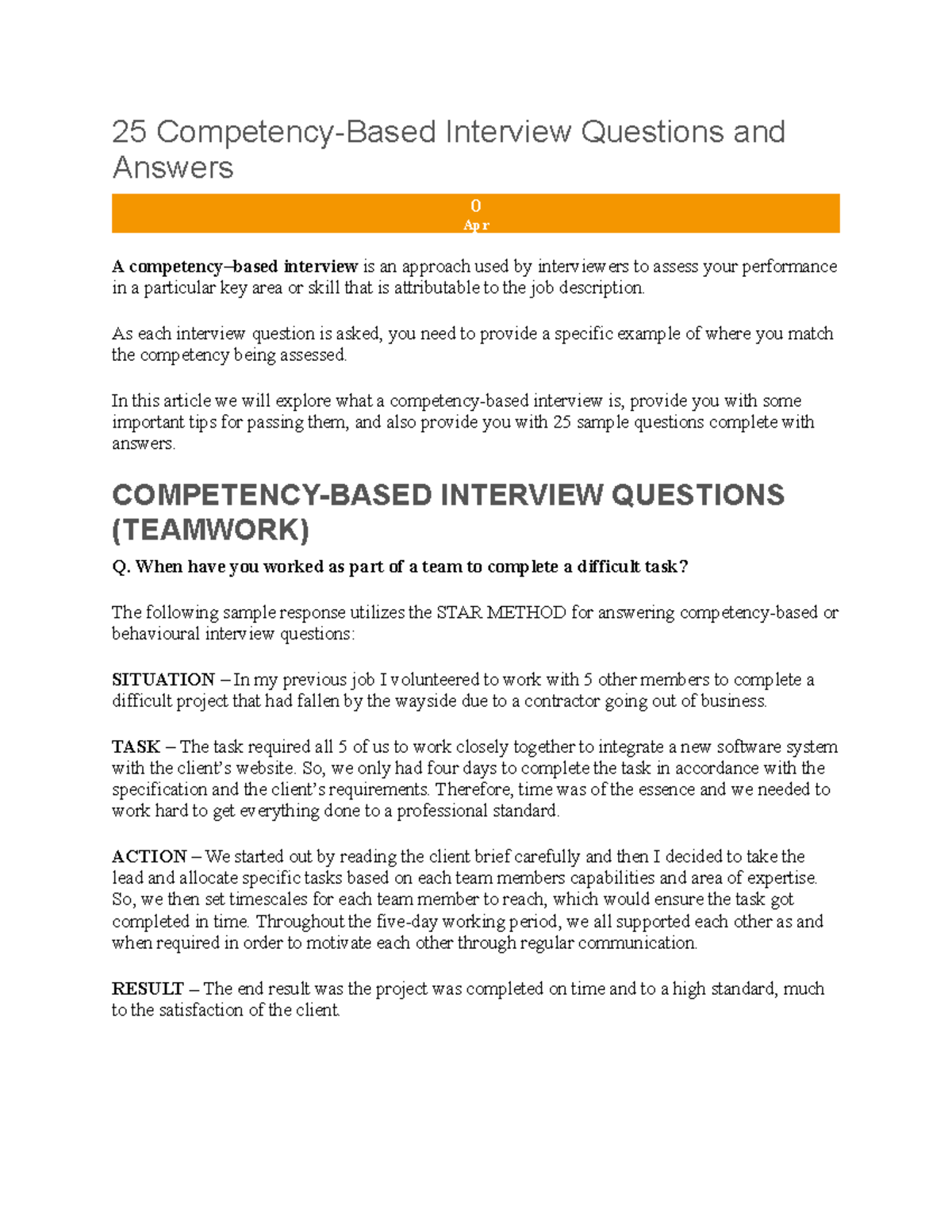 25 Competency - Interview - 25 Competency-Based Interview Questions and ...