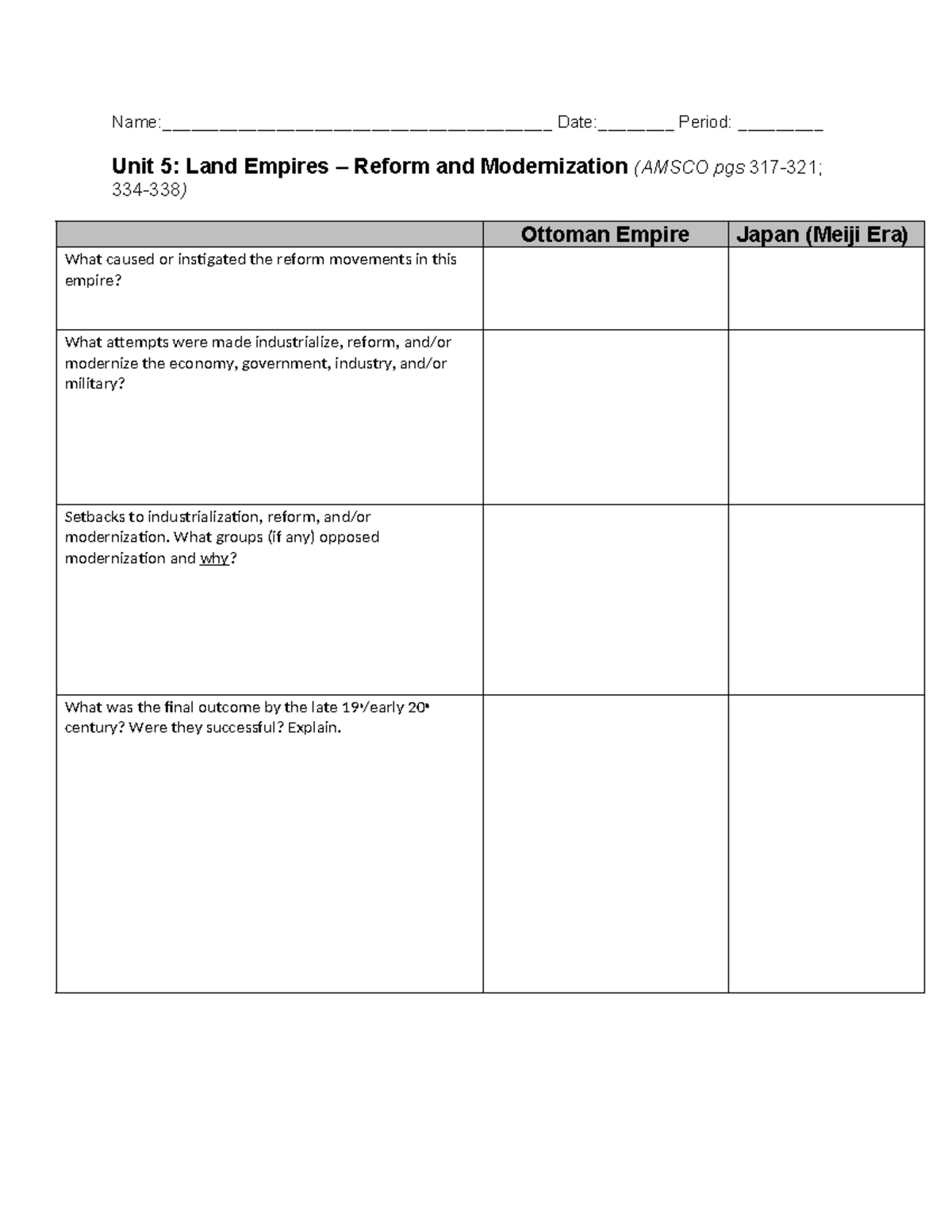 Unit 5.6 Land Based Empires Industry Organizer-1 - Name