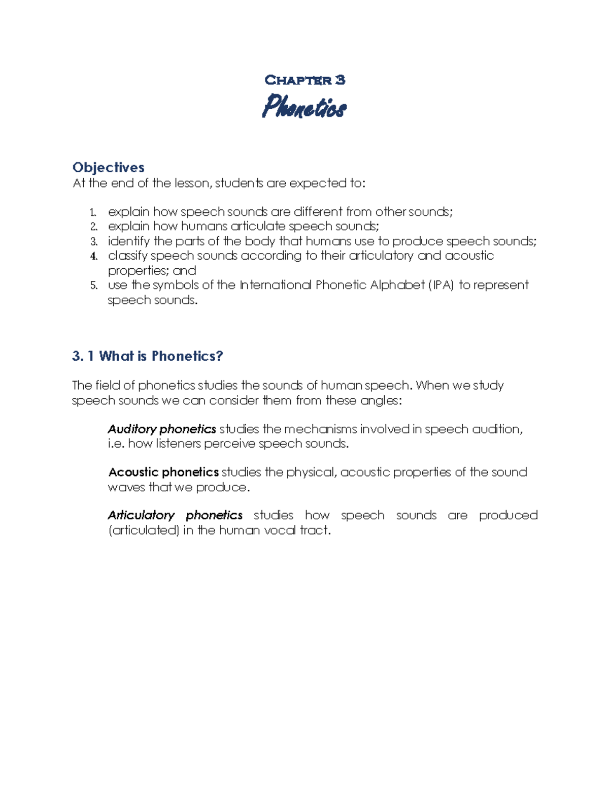 Chapter 3 Phonetics_Advanced Linguistics - Chapter 3 Phonetics ...