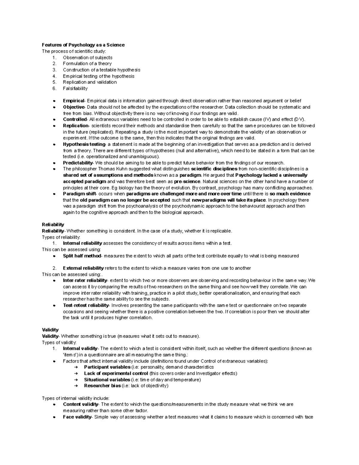 7 Research methods - Features of Psychology as a Science The process of ...