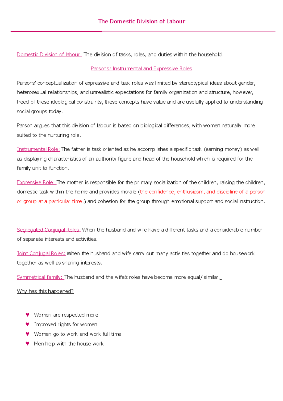 The Domestic Division of Labour + Childhood - The Domestic Division of ...