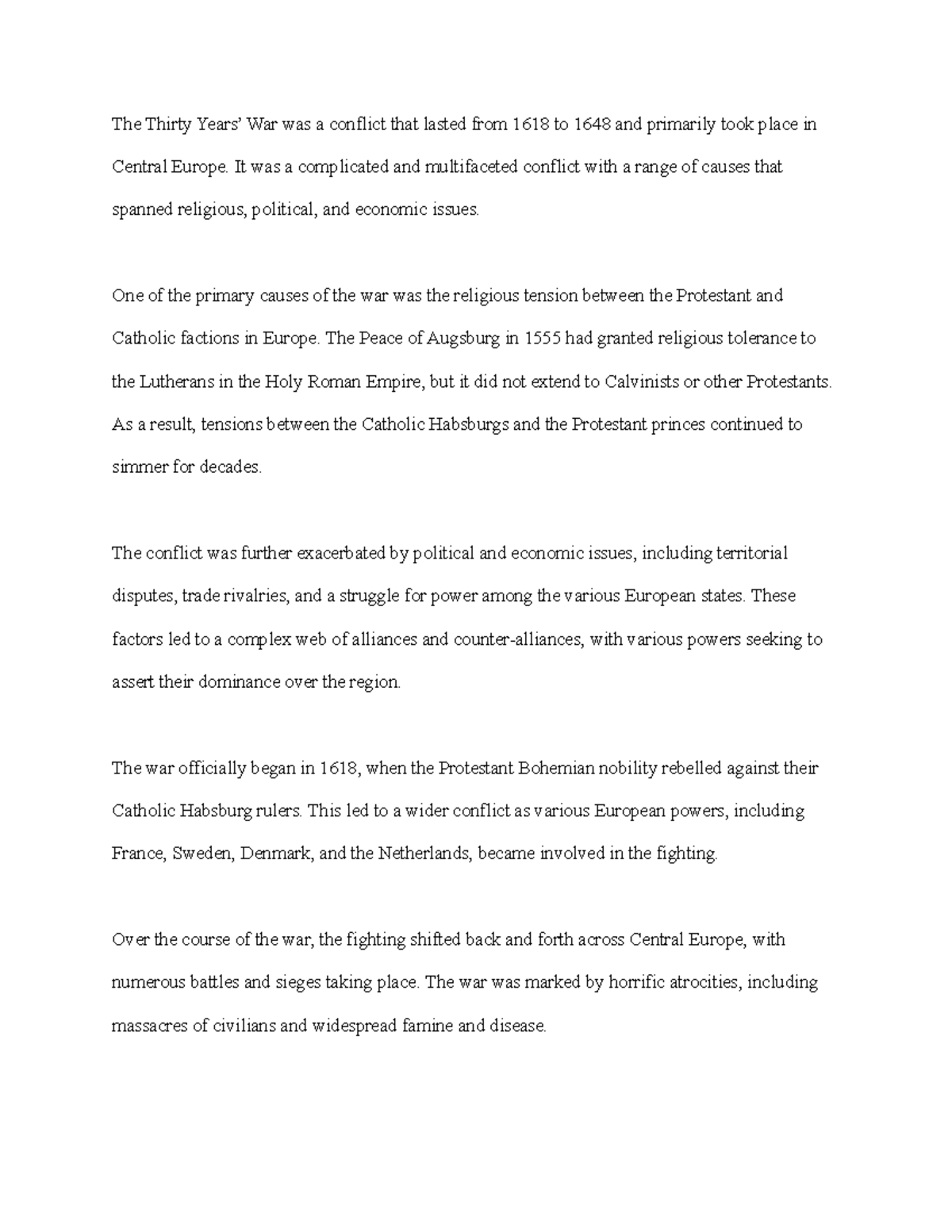 Thirty Years War Notes - The Thirty Years’ War was a conflict that ...