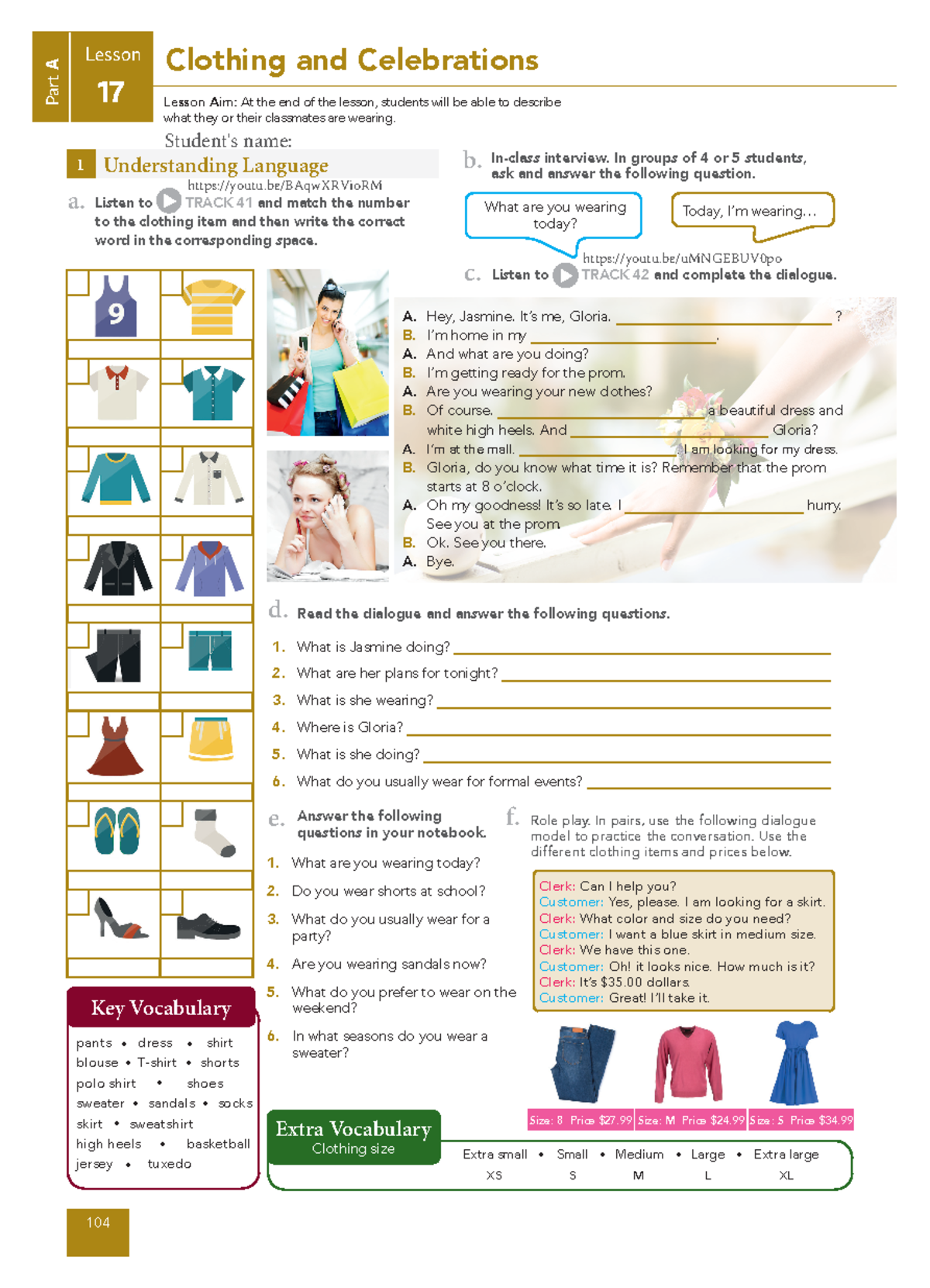 Lesson 17 - College Now 1 (Page 104)FDG - 104 Lesson Part A Key ...