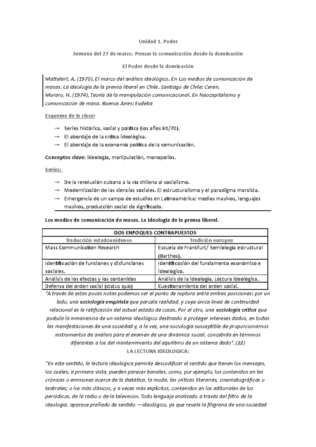 Clase 2. Pensar la comunicacion desde la dominacion - Unidad 1. Poder ...
