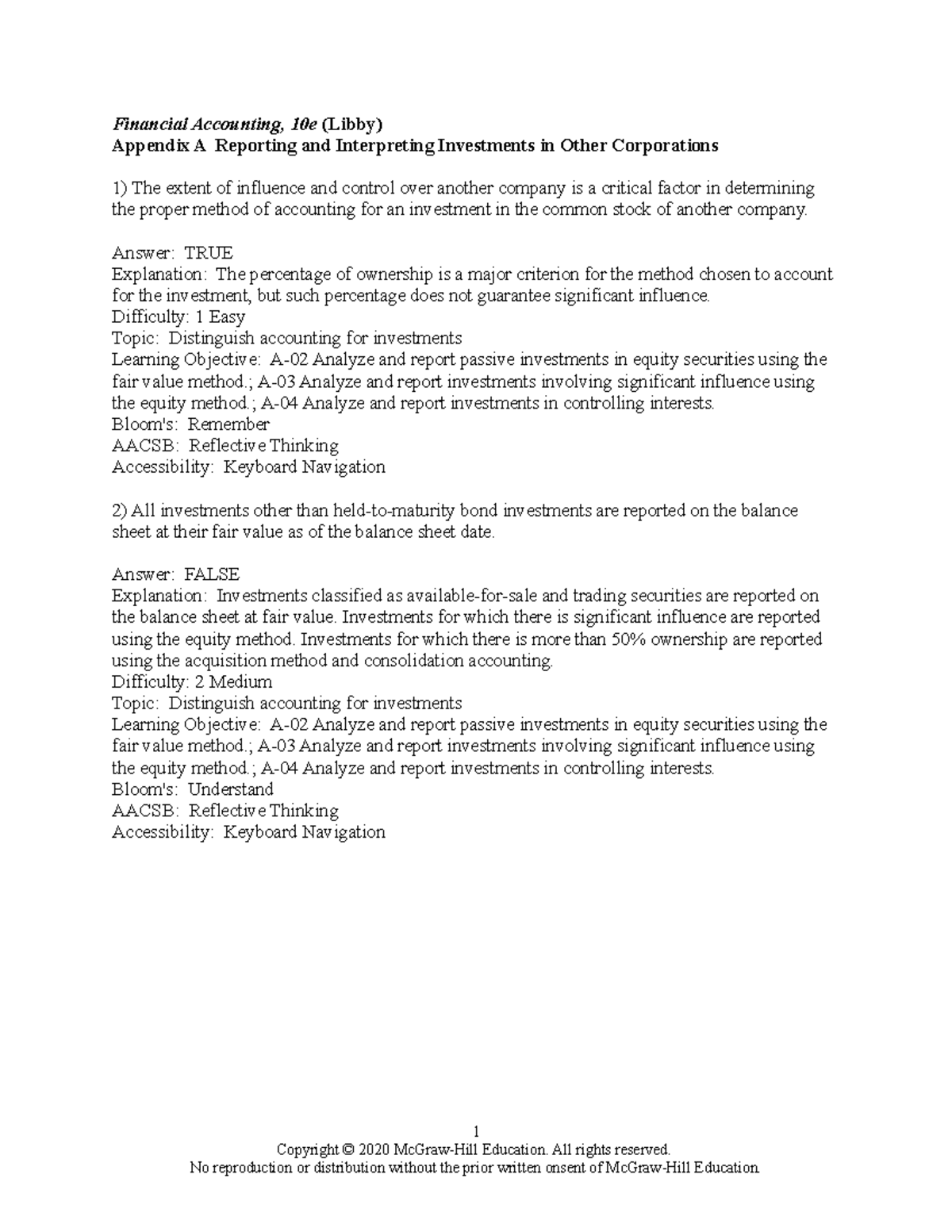 test bank appendix - Financial Accounting, 10e (Libby) Appendix A ...
