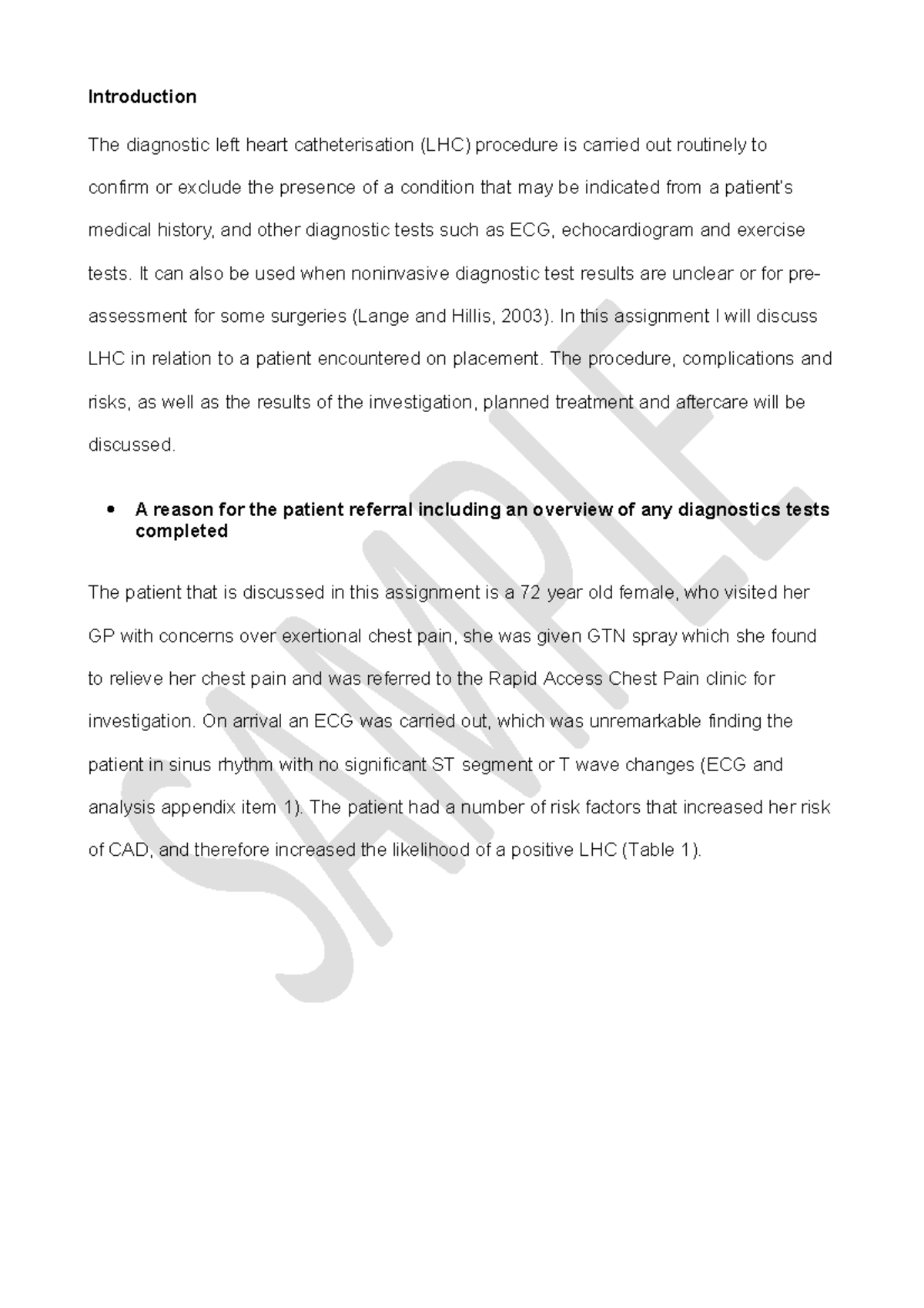 Exam 6 May 2018, answers - Introduction The diagnostic left heart ...