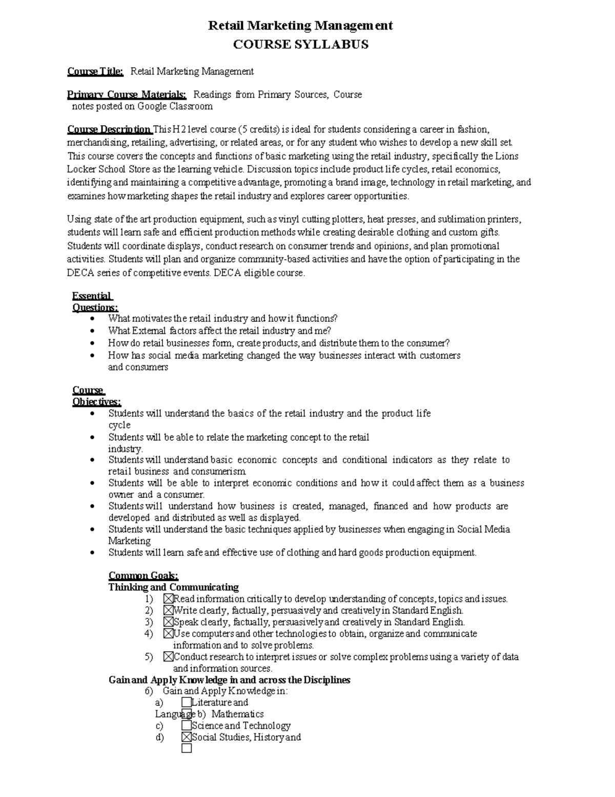 Retail Marketing Management - Retail Marketing Management COURSE ...