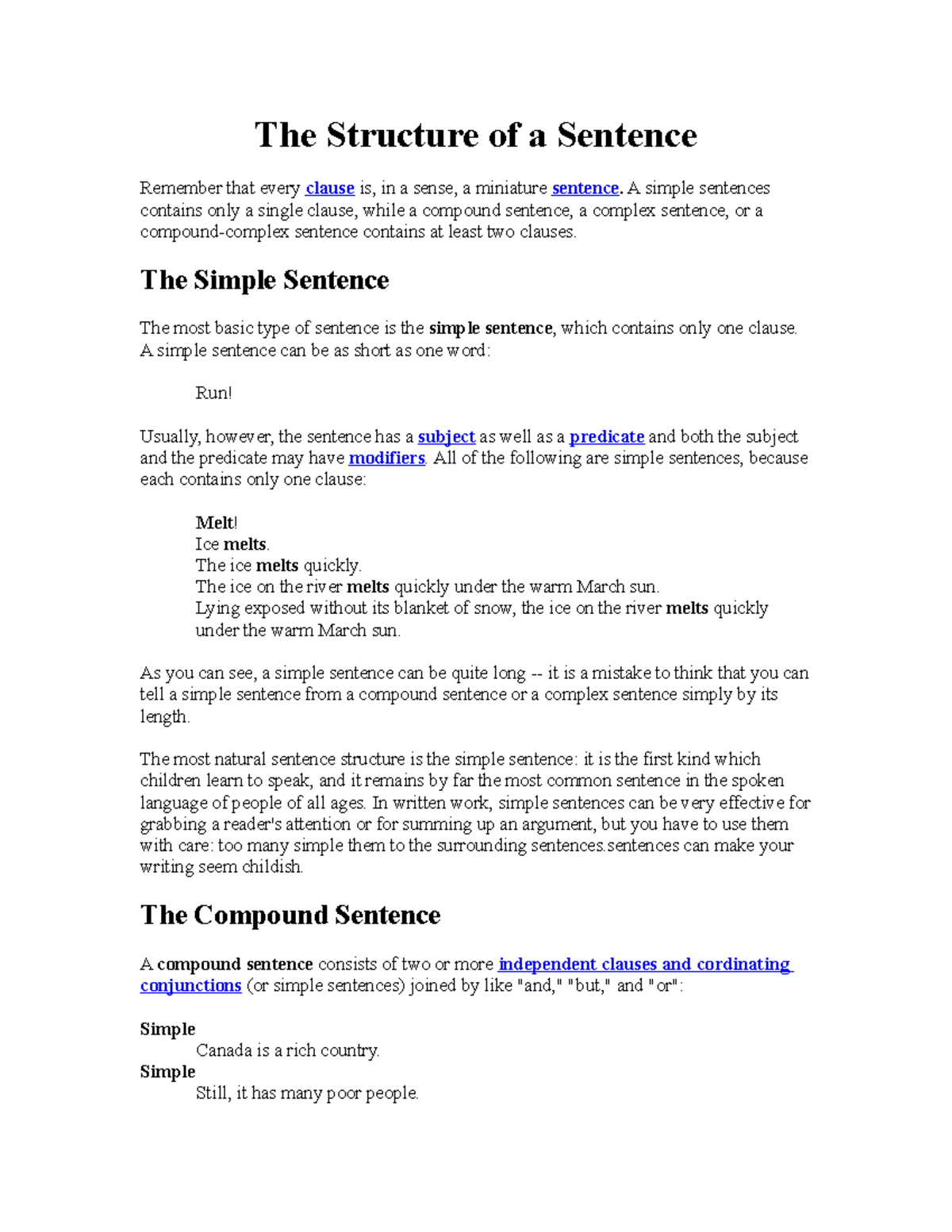 The Structure of a Sentence - The Structure of a Sentence Remember that ...