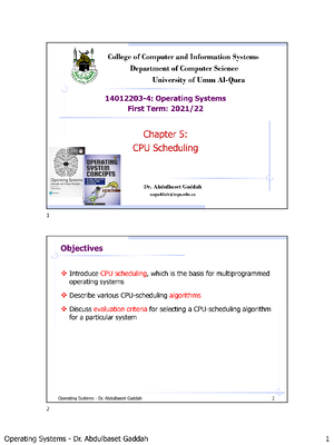 Ch05-Exercises Ver02 - slides and exercise - Operating system - UQU - Studocu