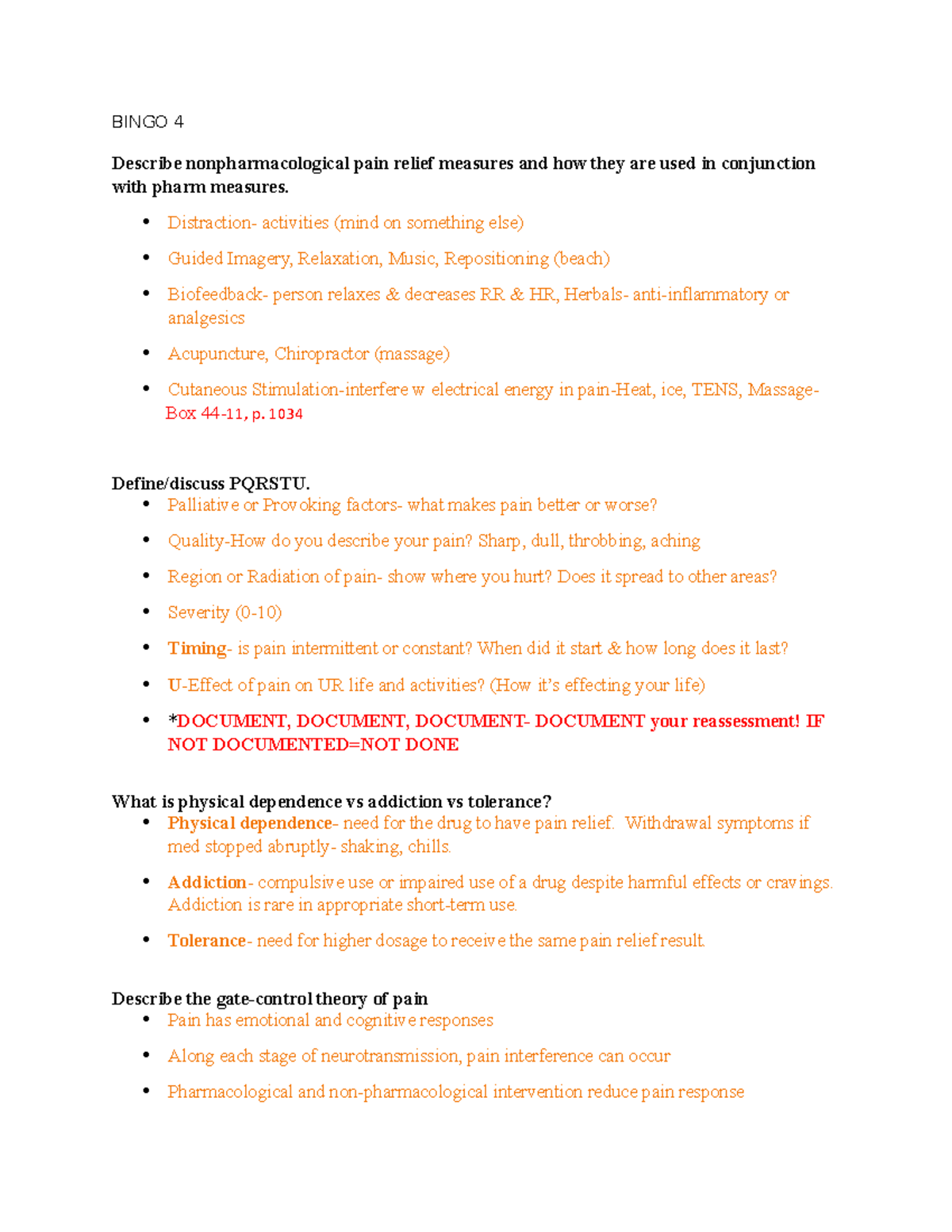Level 5 Intro Nursing Bingo-FALL 2020 Exam 4 Bingo - BINGO 4 Describe ...